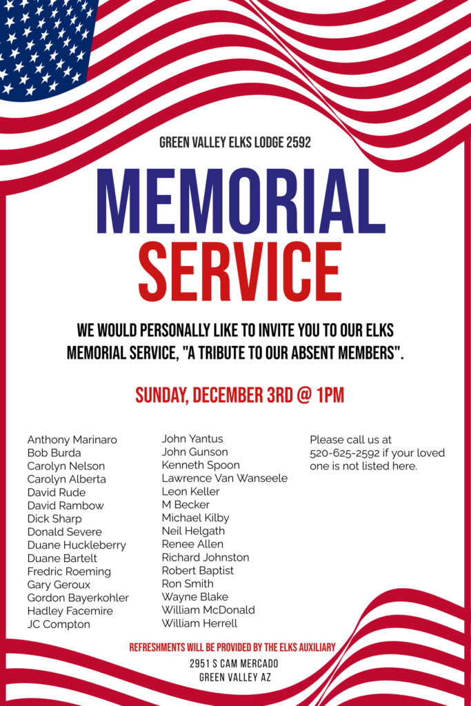 Elks Memorial Service - Green Valley Elks 2592